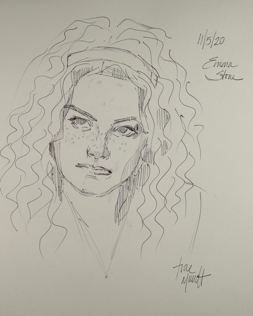 Emma Stone as Skeeter- Ballpoint Pen Minimalist Drawing – Trae Mundt ...